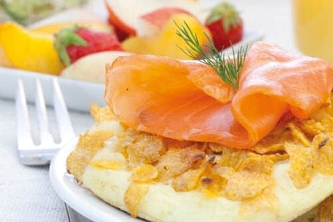 Blinis de corn flakes et saumon fumé