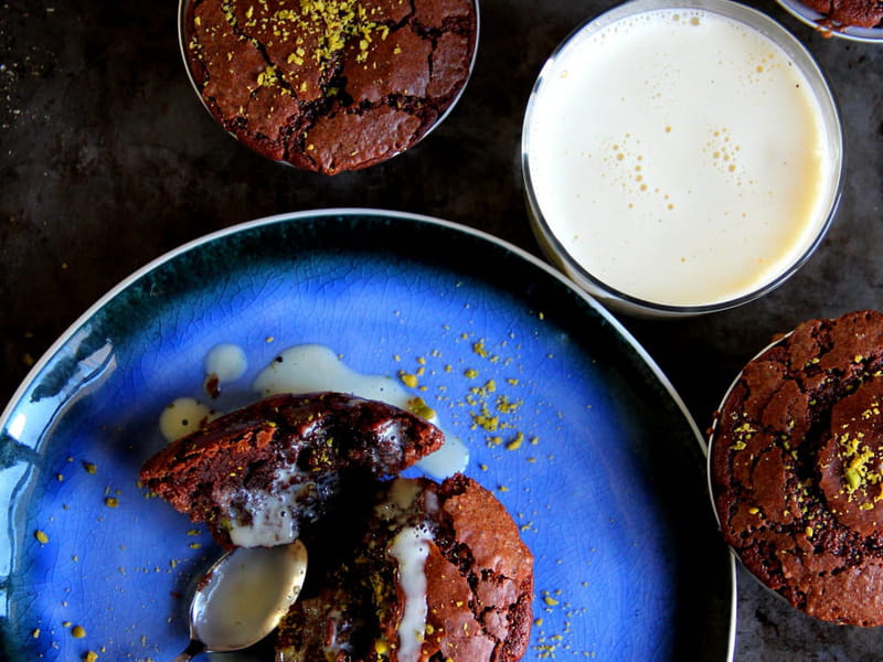 Recette de Fondants au chocolat et crème anglaise