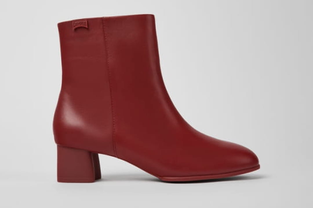 Bottines en cuir bordeaux