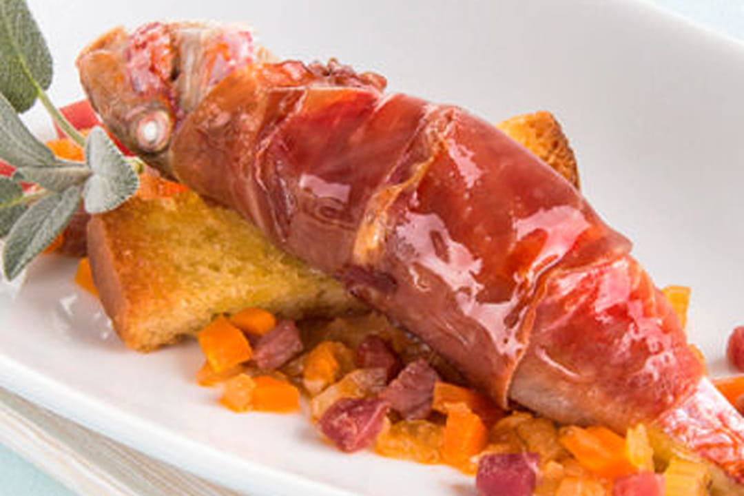 Rougets au Jambon de Parme et soupe de poisson