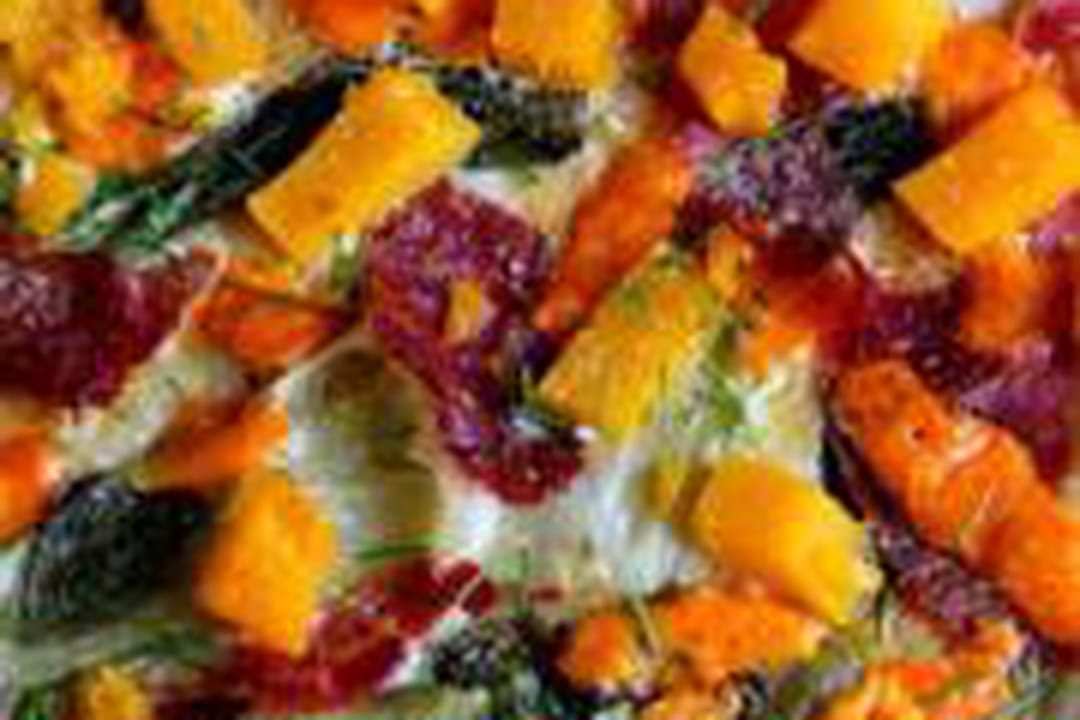 Pizza au butternut et blettes chinoises