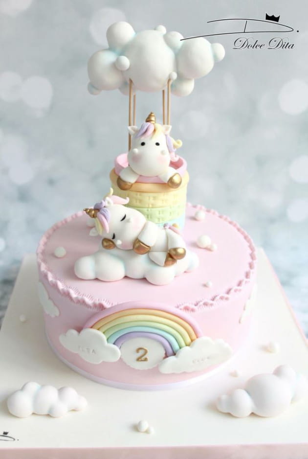 Gâteau licorne pastel