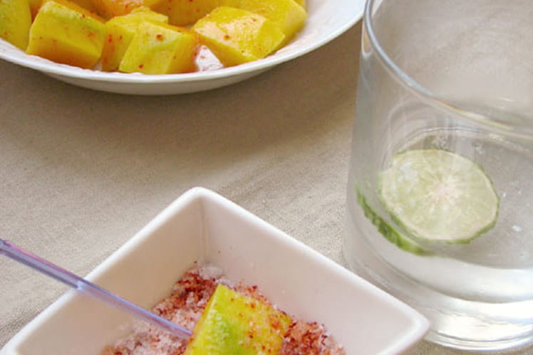 Recette de Cubes de mangue verte au piment d'Espelette