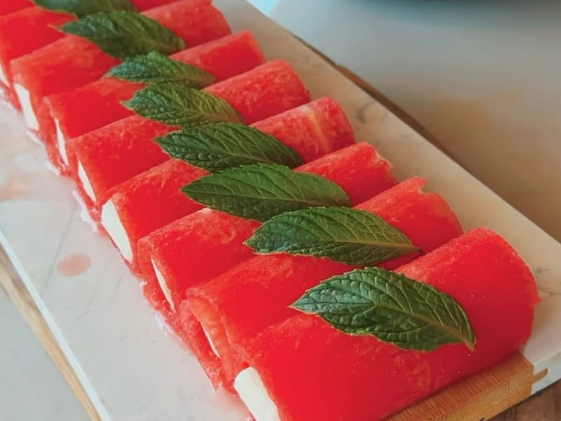 Recette de Pastèque feta rolls
