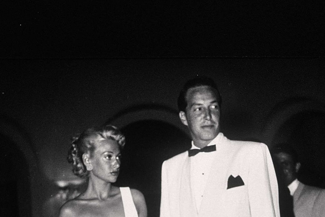 Avec Steve Crane, son premier mari, au Festival de Cannes. Mai 1949