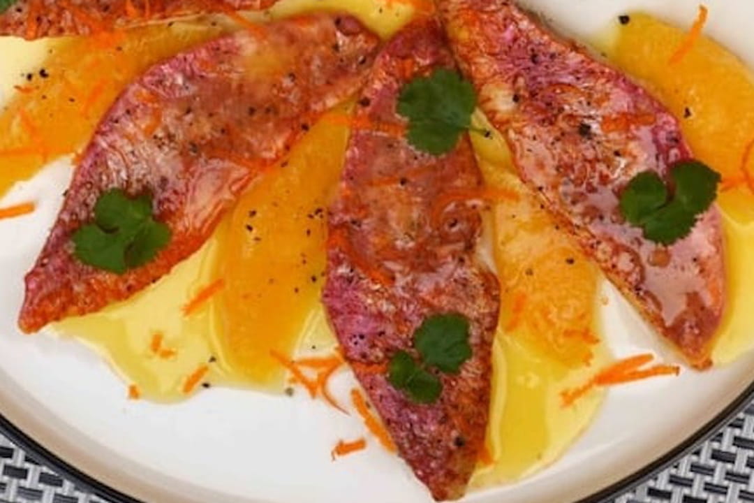 Filets de rouget de roche au beurre d'agrumes (orange et clémentine)