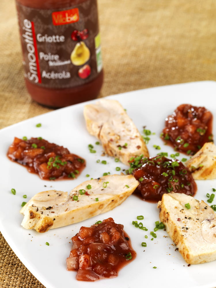 Recette de Suprême de volaille, smoothie en chutney