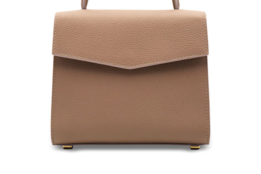 Sac à main en veau grainé beige