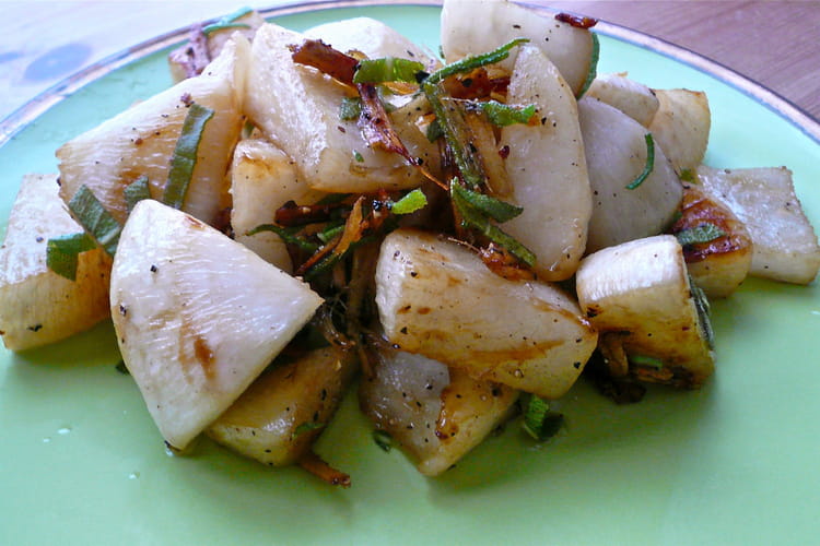 Recette de Navets caramélisés au gingembre et à la sauge