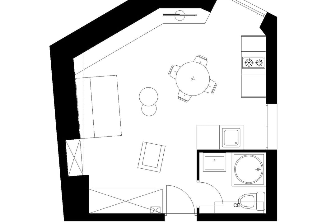 Le plan du studio après travaux