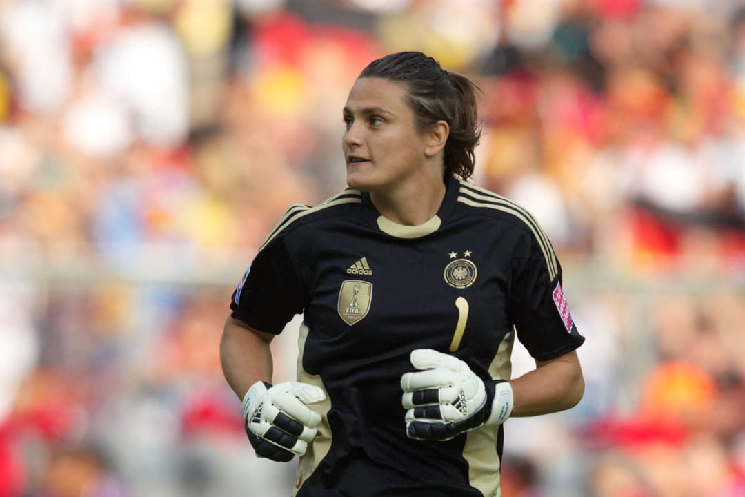 La joueuse de football Nadine Angerer lors de la Coupe du Monde en 2011
