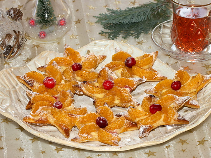 Recette Étoiles feuilletées aux mandarines confites