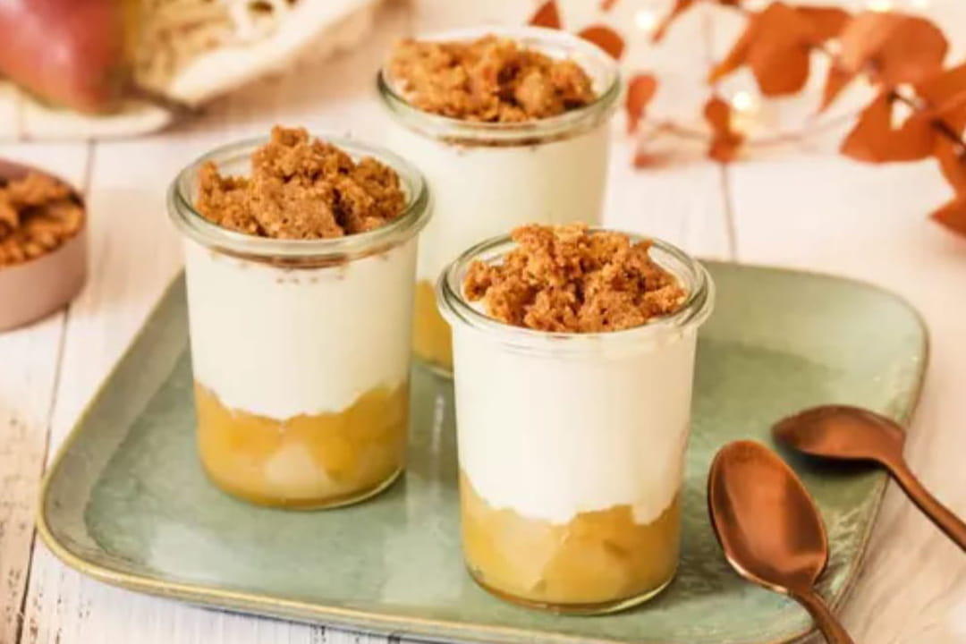 Verrines crumble pomme poire