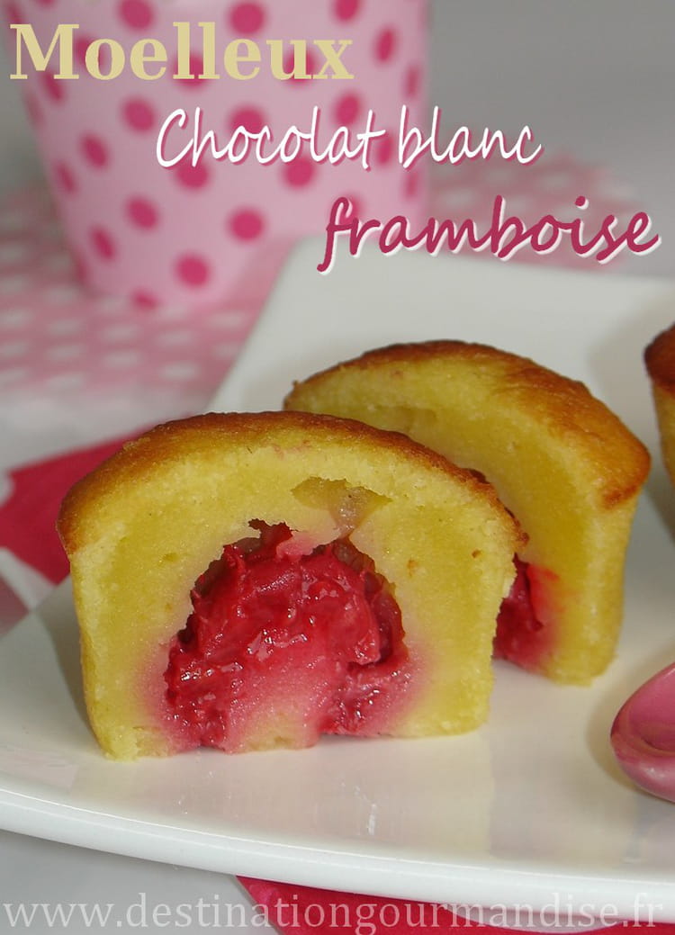 Recette de Mini moelleux au chocolat blanc et framboises