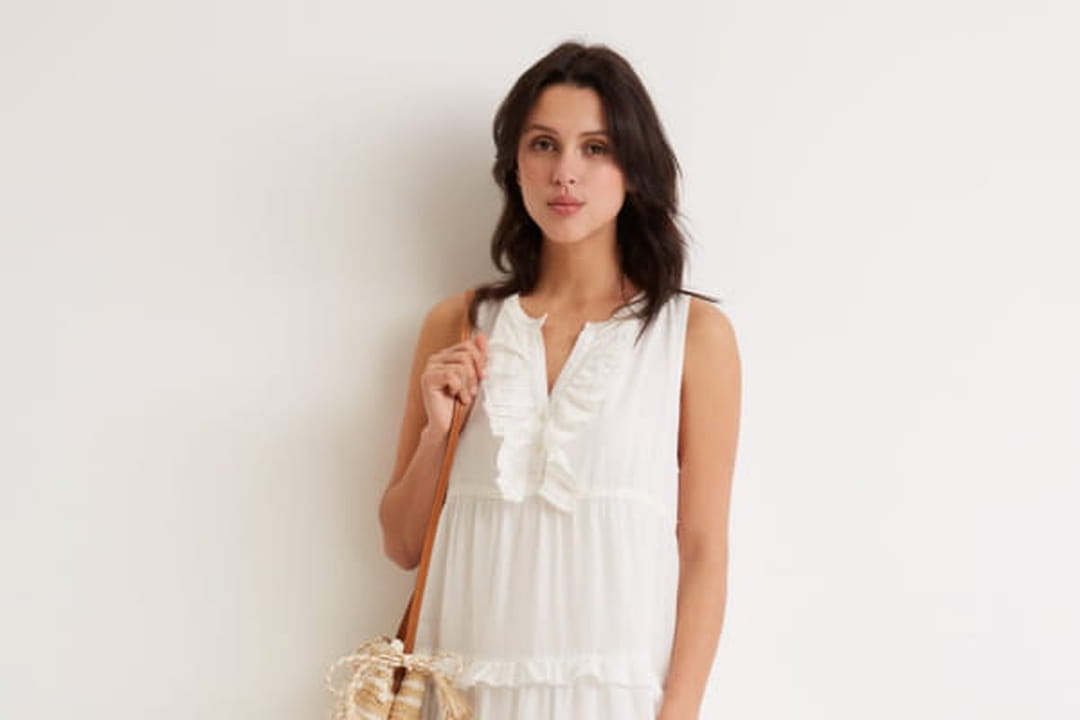 Robe blanche longue en coton