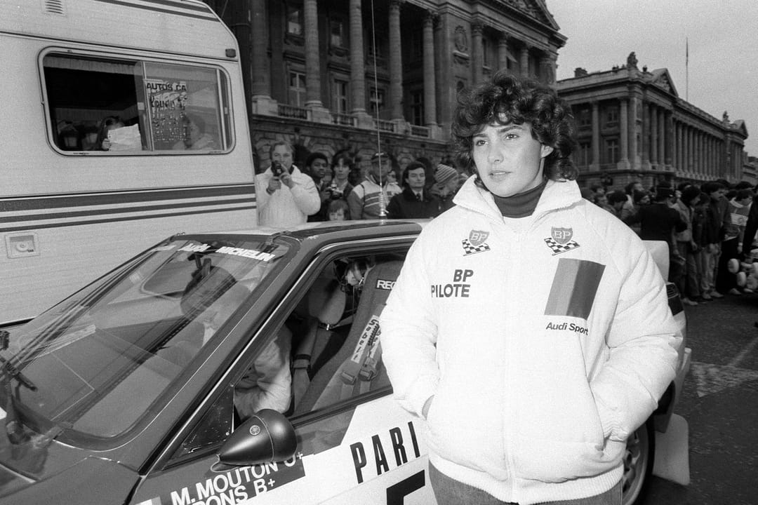La pilote de rallye Michelle Mouton à Paris en 1983