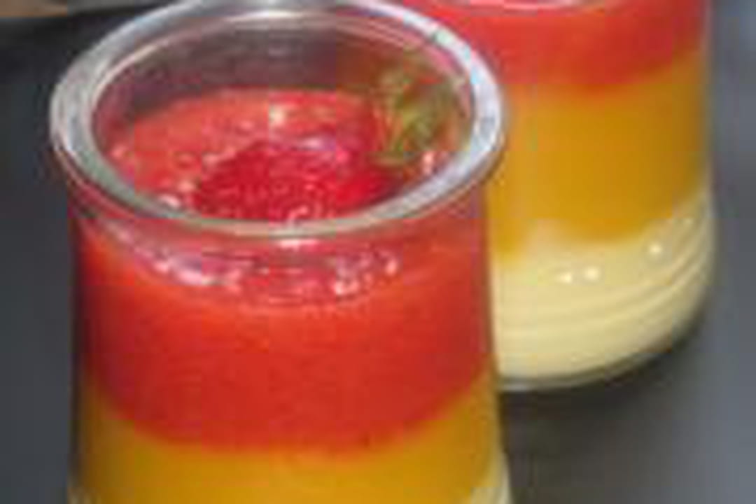 Balouza à la mangue et coulis de fraise