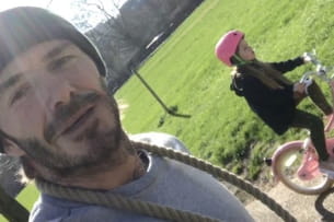 David Beckham et son fils à vélo