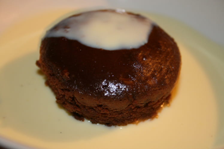 Fondant au chocolat sur crème anglaise à la vanille