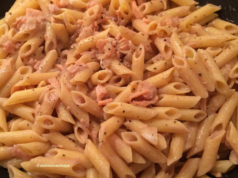 Recette de Pâtes au saumon et au Porto