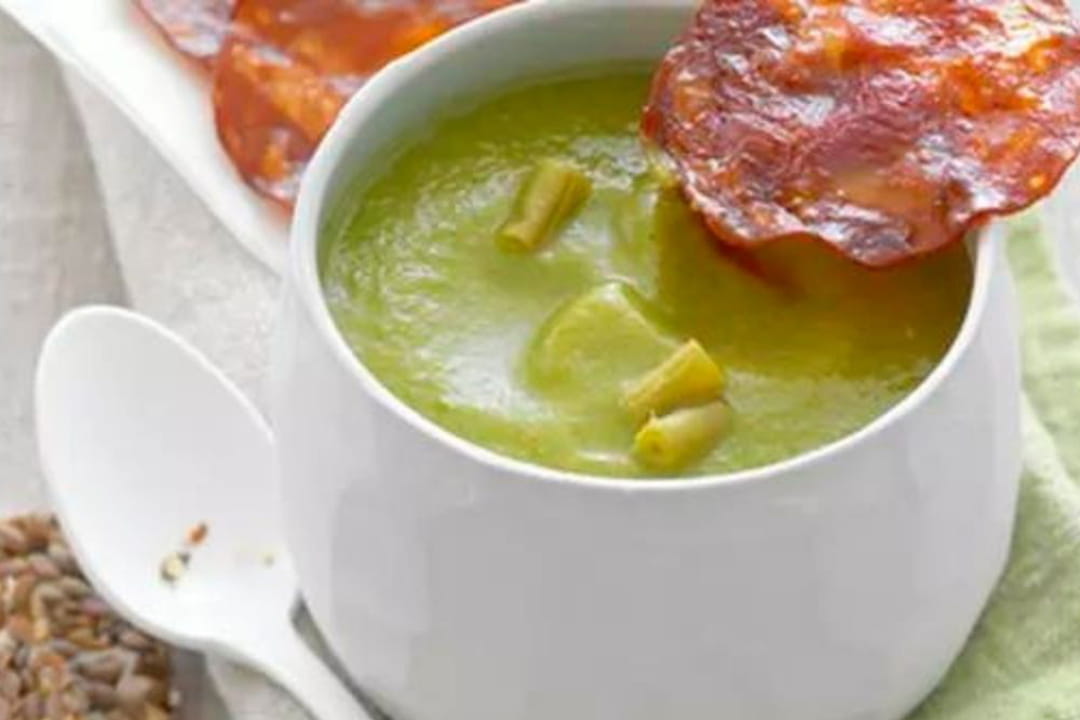 Soupe de haricots verts au chorizo