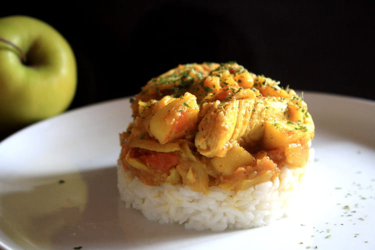 Recette de Riz au poulet, pomme & curry