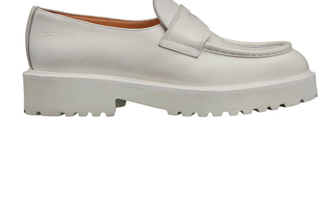 Mocassins en cuir blanc avec surpiqûres