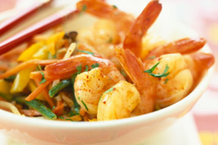 Recette de Crevettes sautées aux légumes