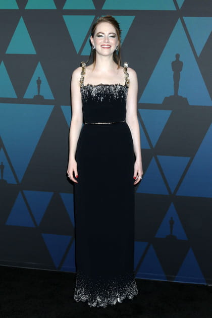 Emma Stone en robe longue noire