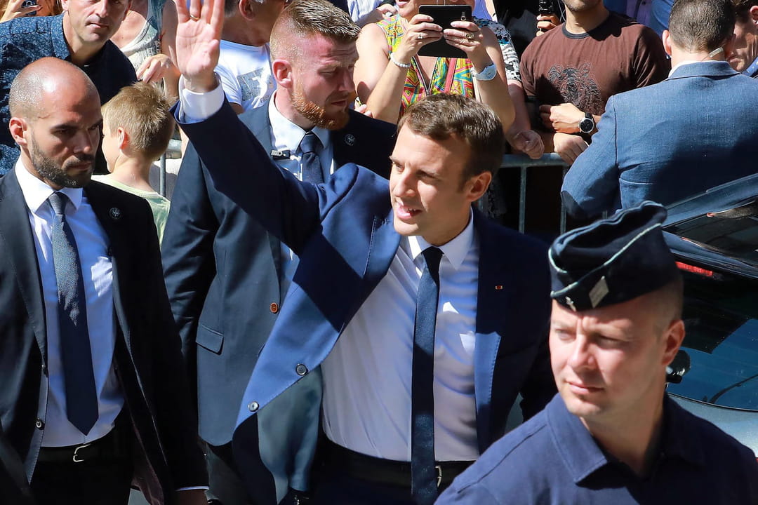 Emmanuel Macron et ses bodyguards