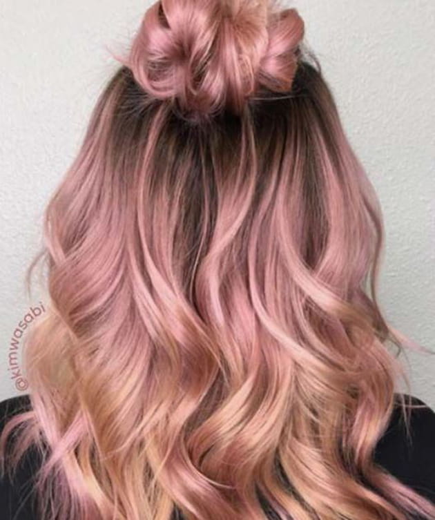 Demi-chignon rose gold