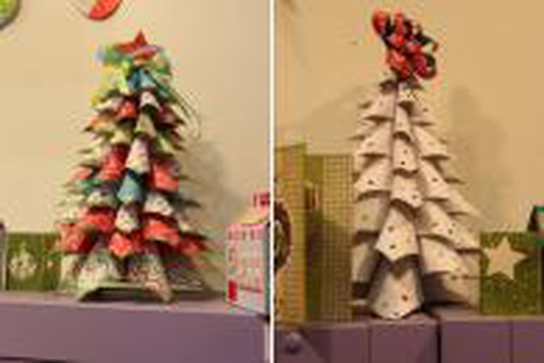 Des mini sapins de Noël en papier