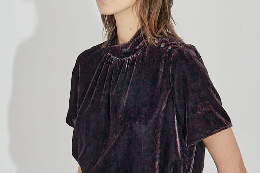 Top en velours imprimé baroque