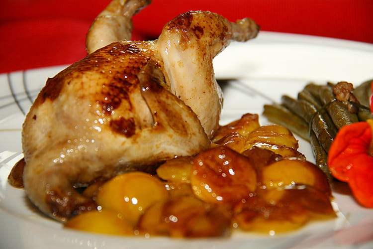 Recette de Cailles rôties au miel et aux mirabelles