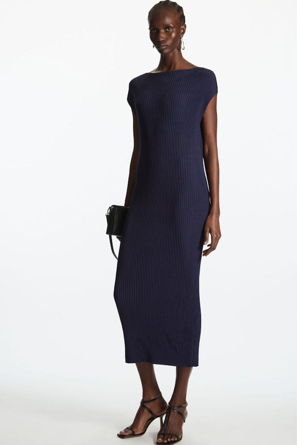 Robe midi côtelée