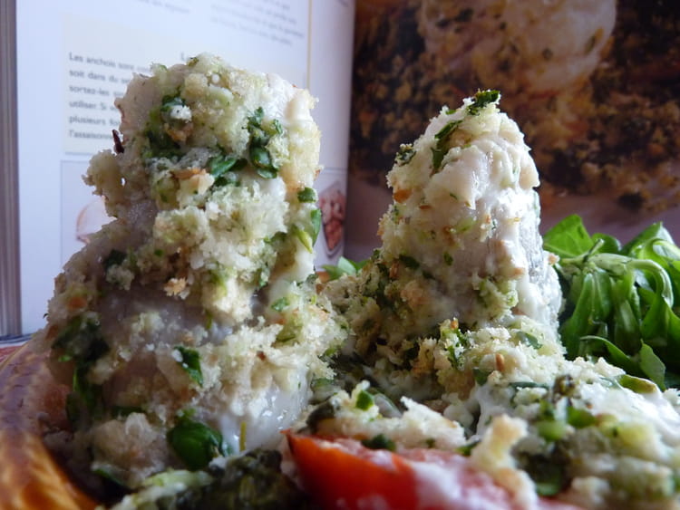 Recette de Filets de plie au parmesan, aux anchois et aux épinards