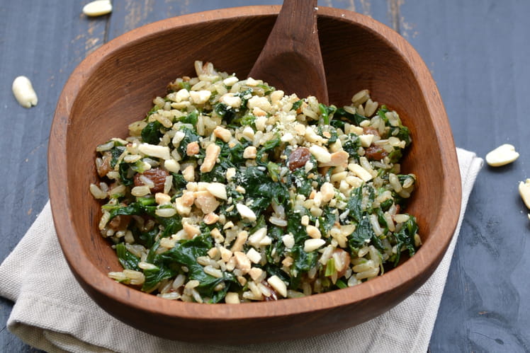 Recette de Riz complet aux épinards et raisins secs
