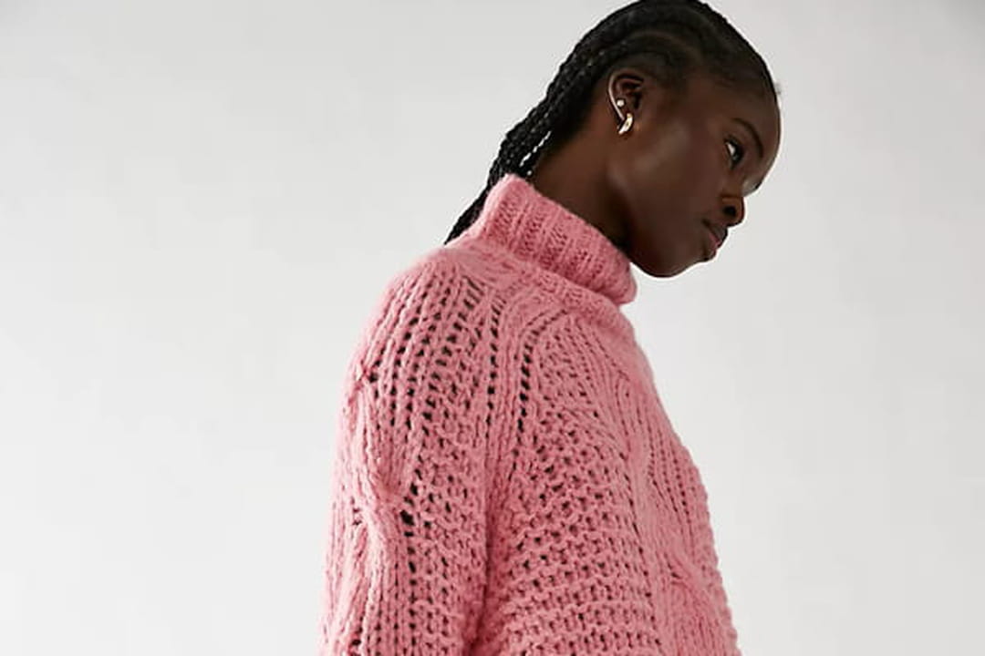 Pull en grosse maille rose
