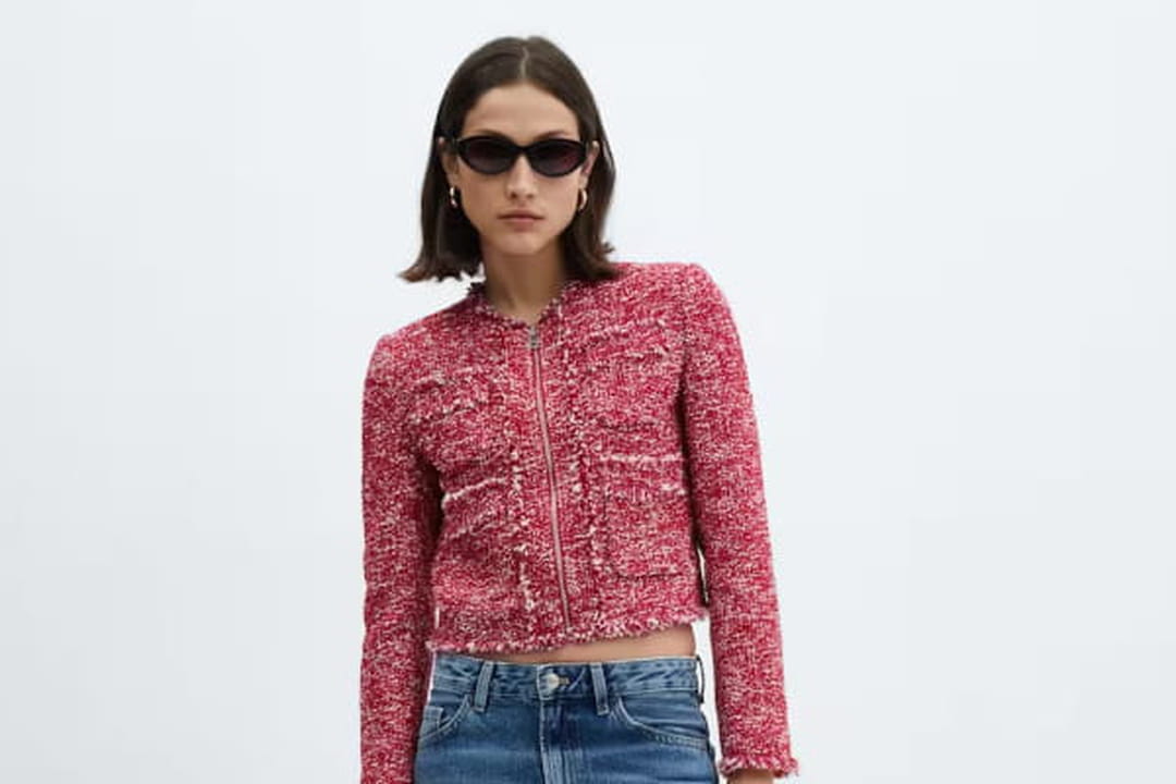 Veste en tweed rouge