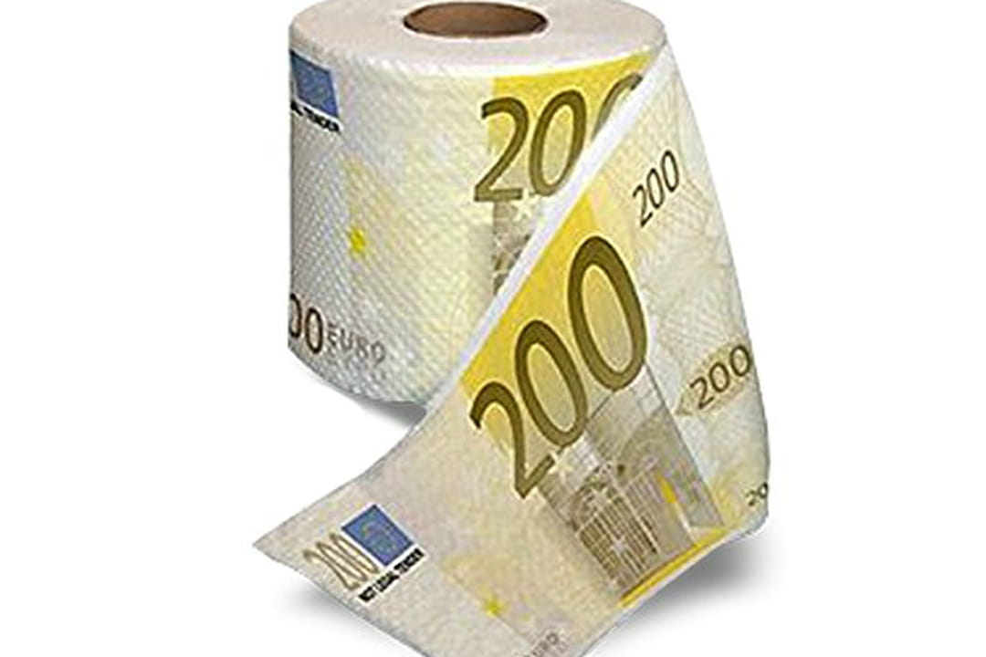Papier toilette imprimé de billets de 200 euros