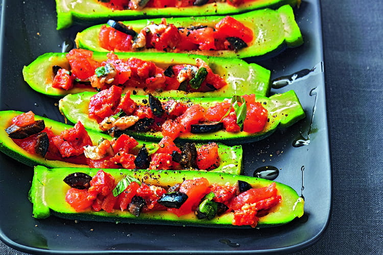 Baby courgette farcie tomate et chorizo