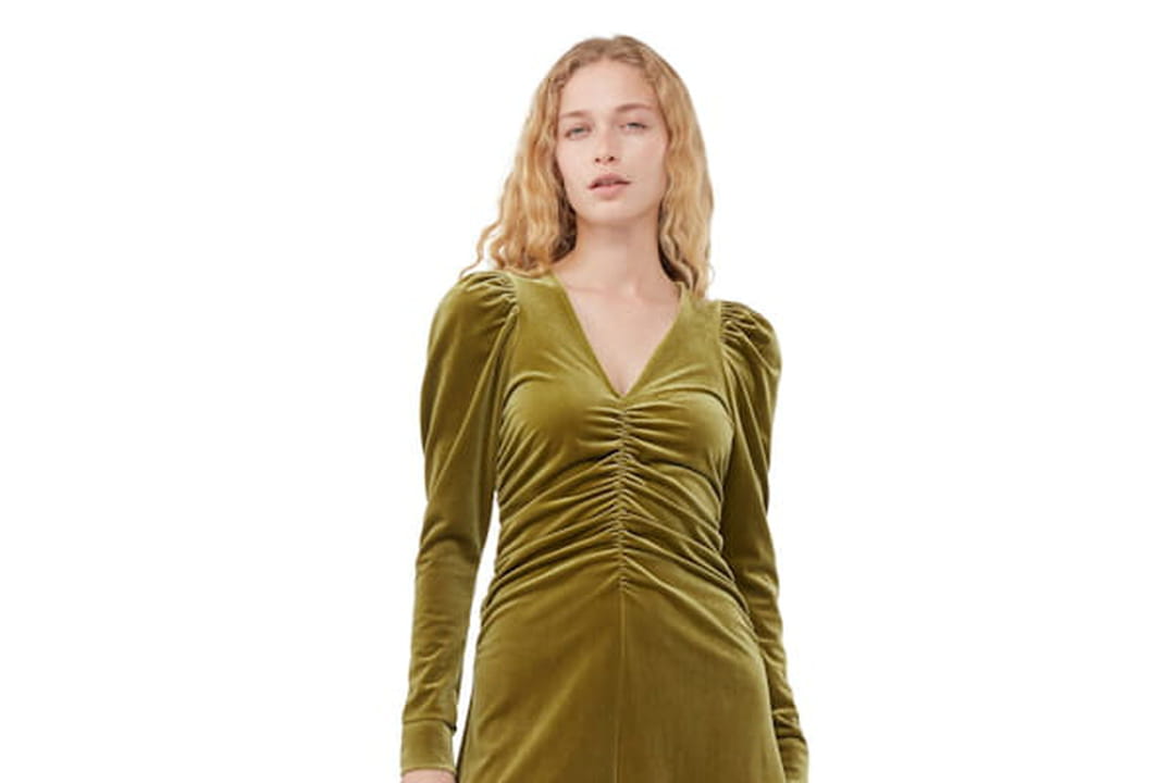 Robe courte en velours vert