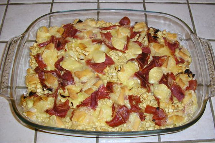 Crozets en gratin au jambon cru et reblochon