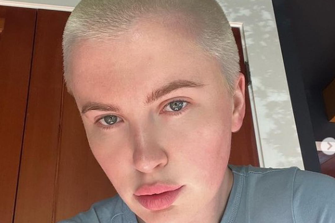 Le crâne rasé d'Ireland Baldwin