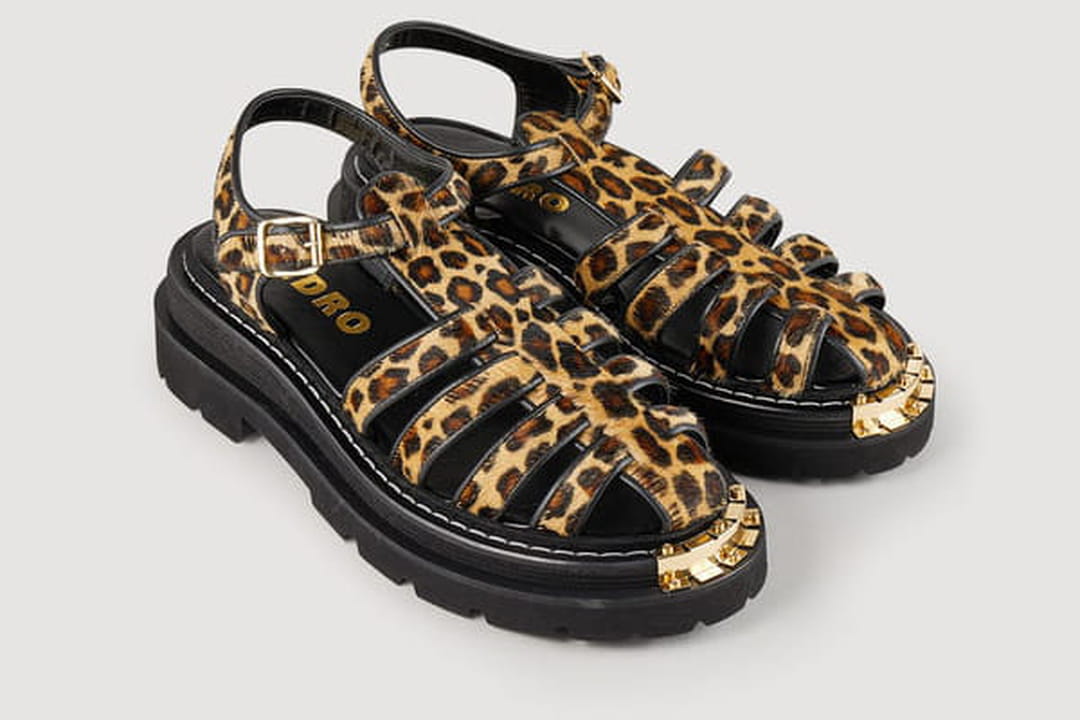 Sandales en cuir effet léopard