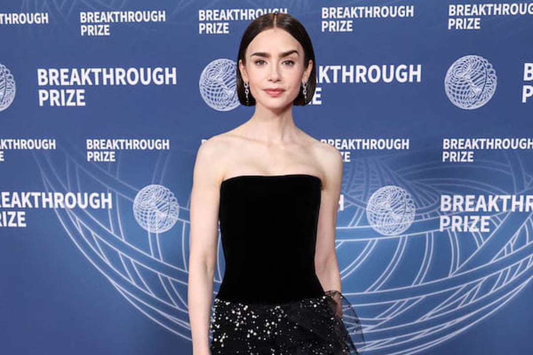 Lily Collins mixe les imprimés dans un look vert et blanc parfaitement ...