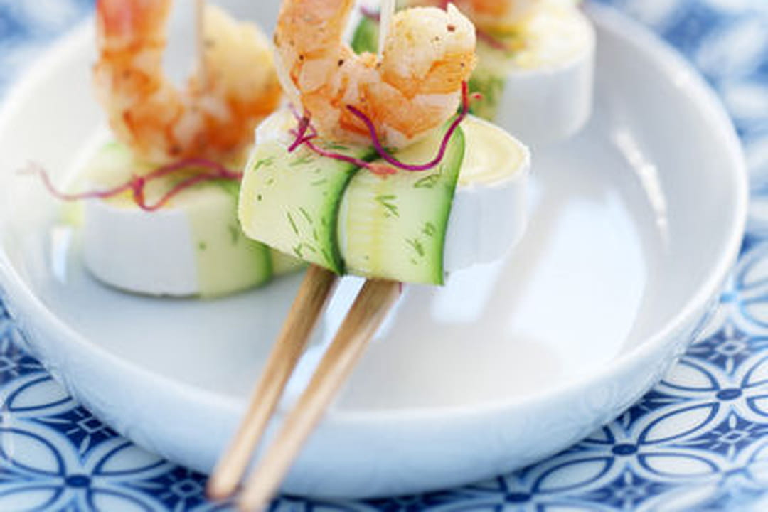 Sushi courgette et crevettes grillées