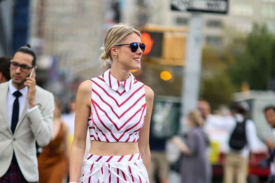 Street style à New York : l'ensemble rayé