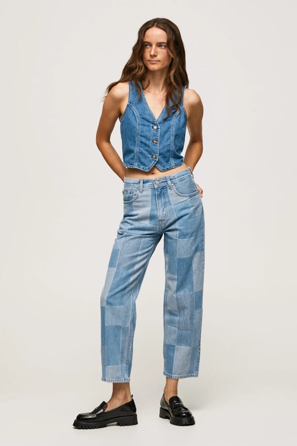 Jean court patchwork