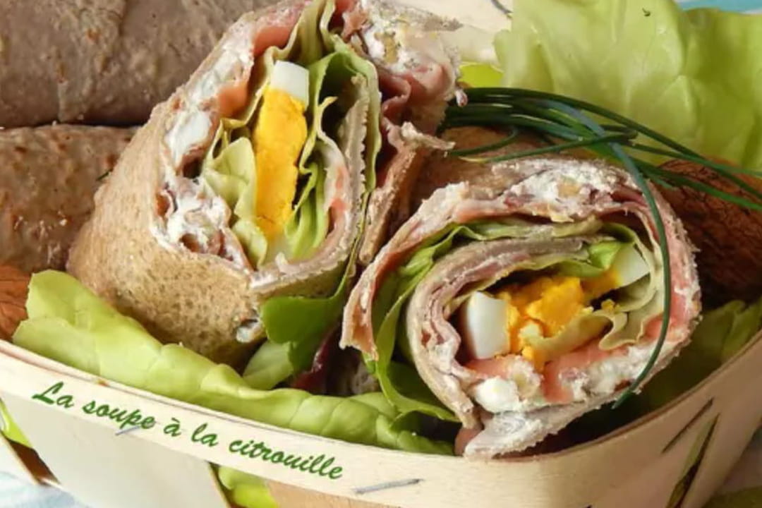 Wraps de sarrasin fromage aux noix et jambon de Parme